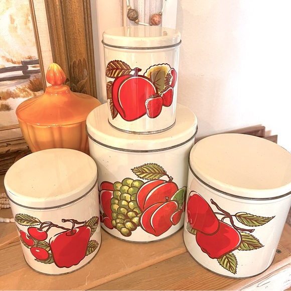 Kitchen | Vintage 195s Ballonoff Canisters Set Of 4 Metal Decoware ...